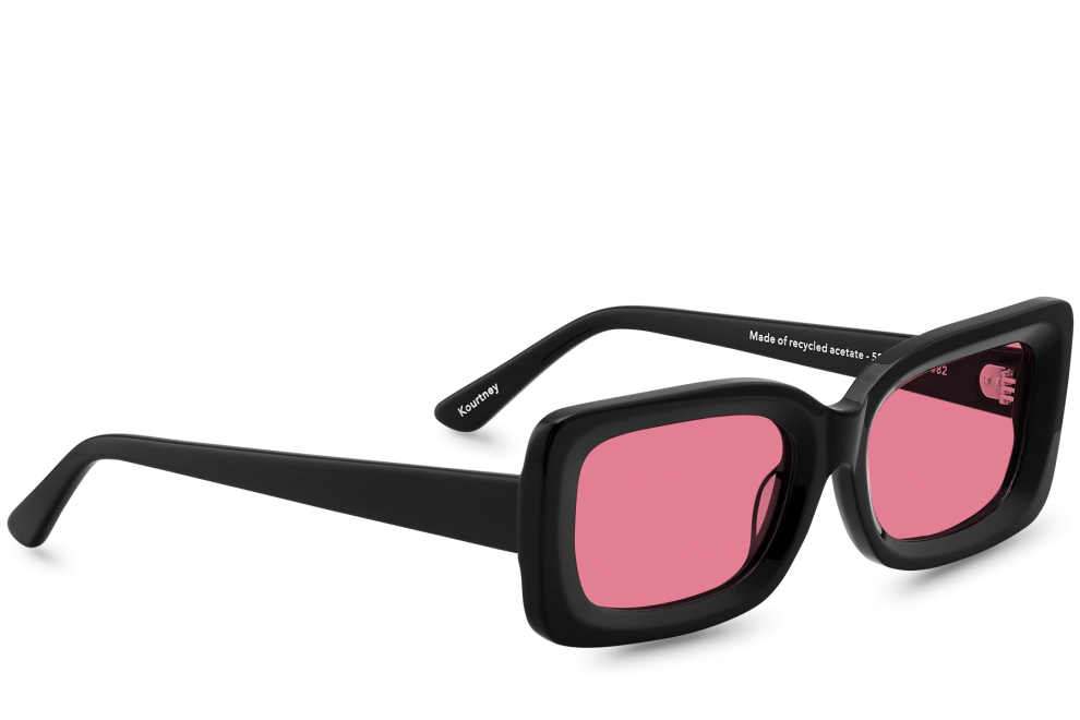 Kourtney Black black rectangular sunglasses | polette - Polette US